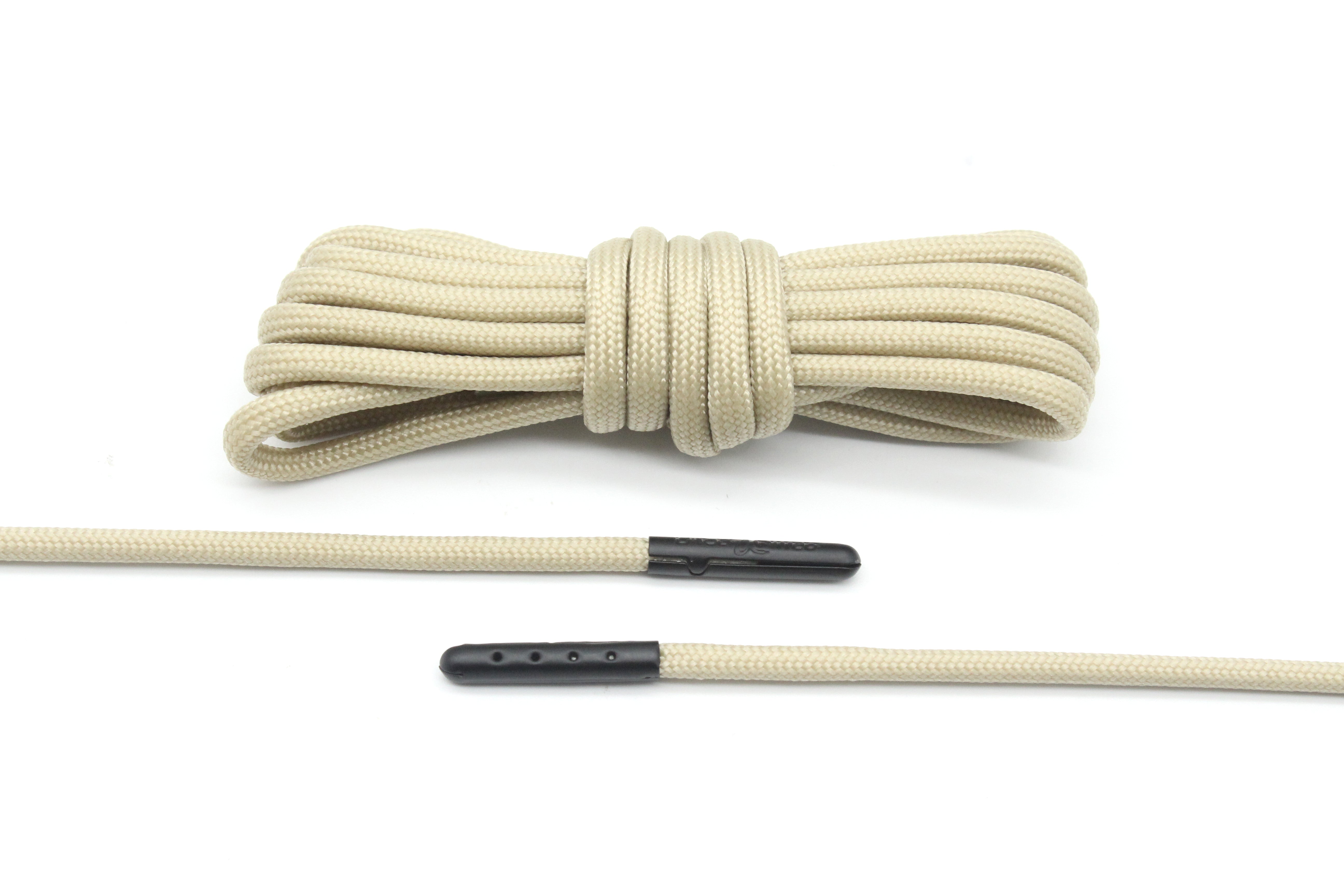 Tan Round Laces - Black Aglets – Lace United