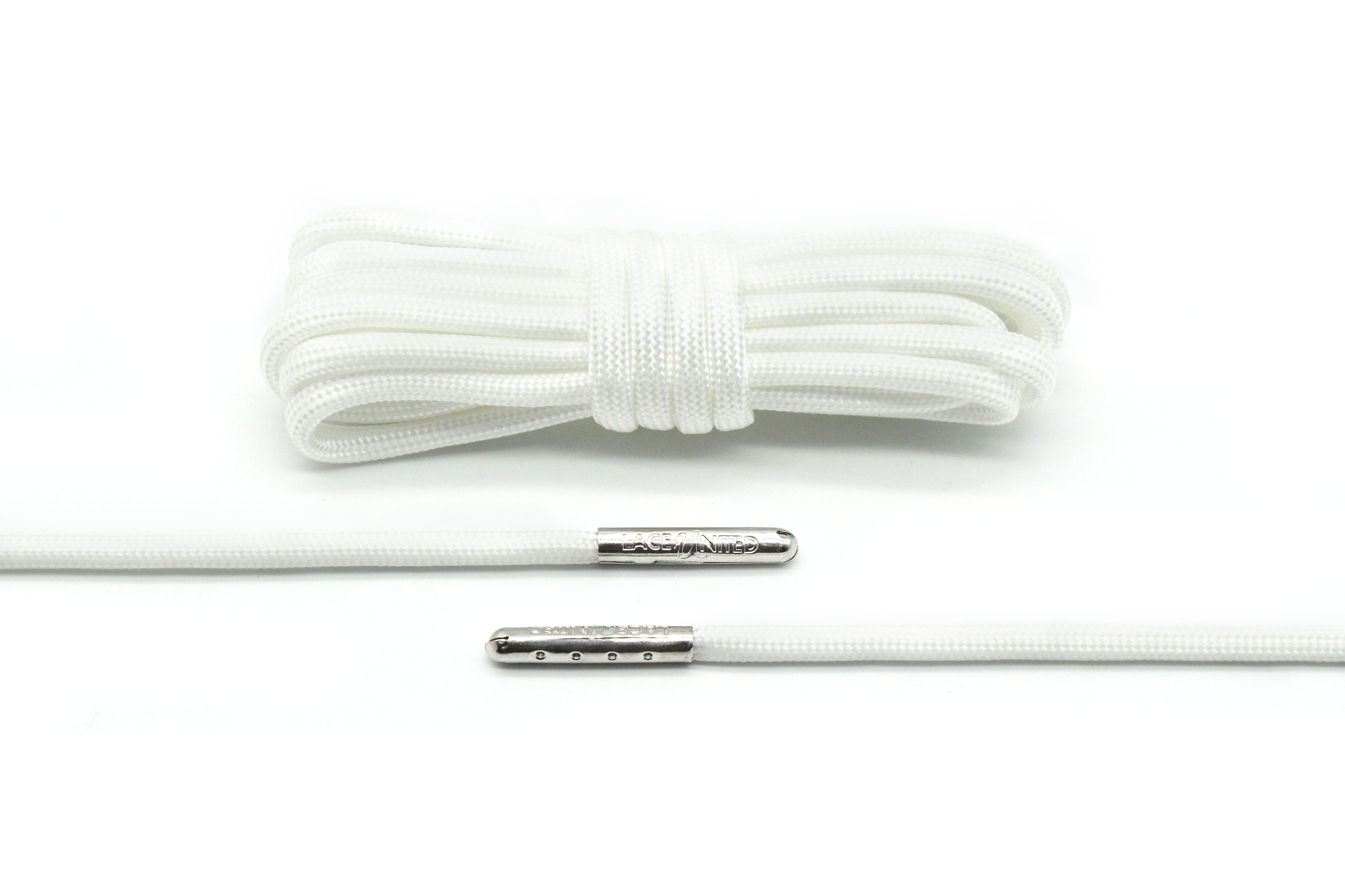 White Round Laces - Silver Aglets – Lace United