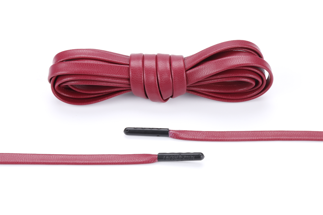 Burgundy Premium Leather Laces - Black Aglets – Lace United